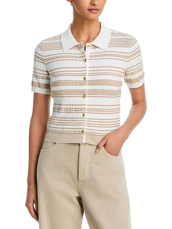 Rag & Bone Karina Striped Cardigan Sweater - White
