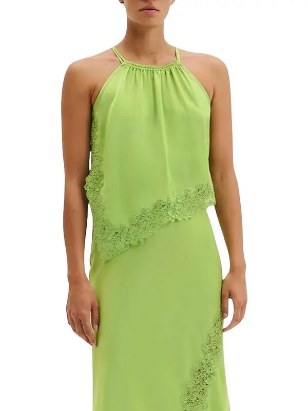 MALINA Asymmetric Lace Hem Top - Lime