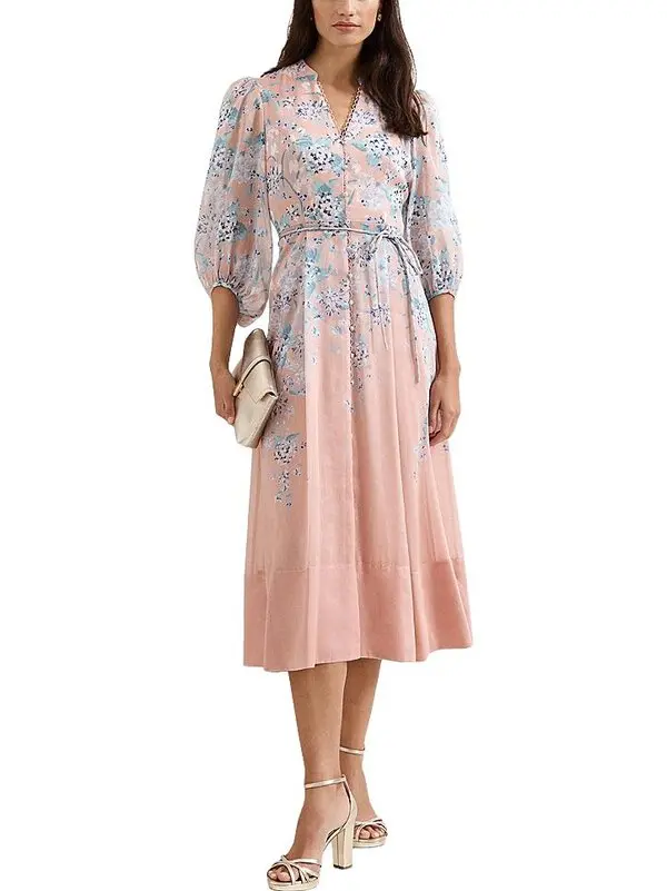 PHASE EIGHT Floral Midi Dress - Pale Pink