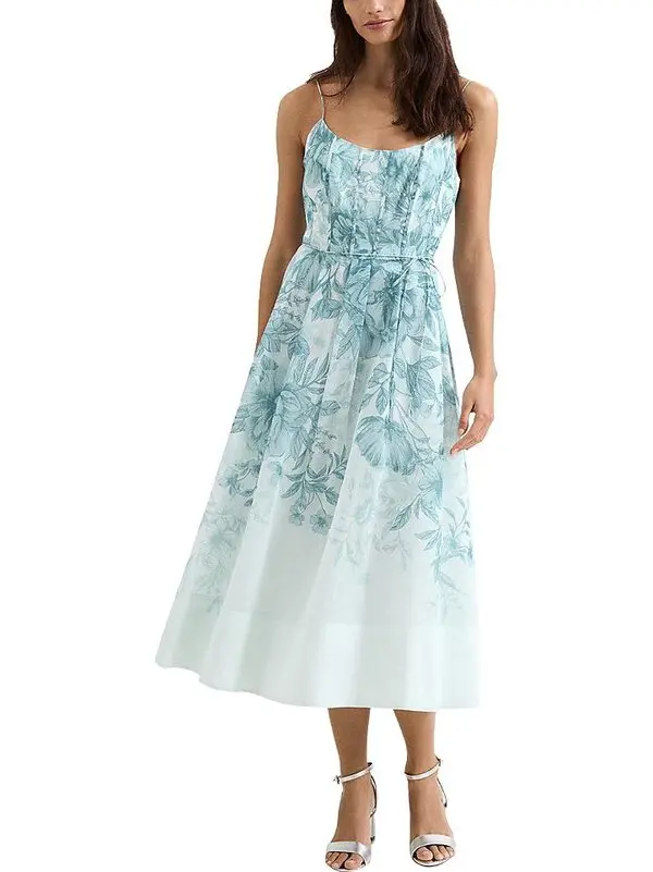 PHASE EIGHT Velicia Floral Midi Dress - Pale Blue