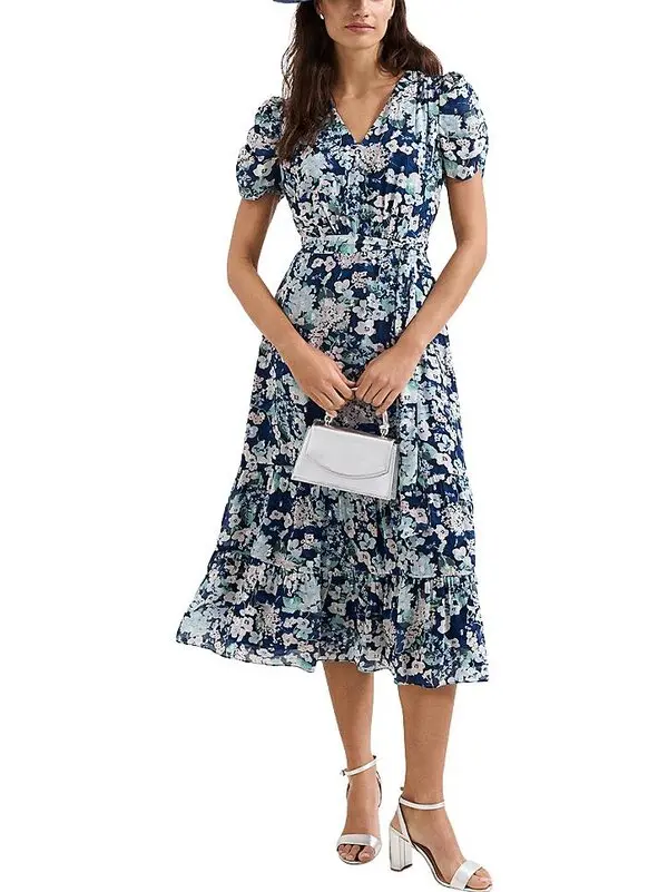 PHASE EIGHT Azalea Floral Midi Dress - Indigo