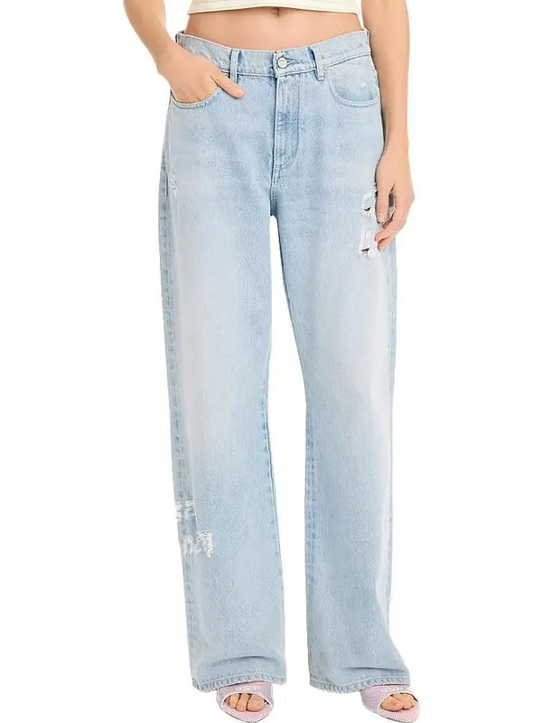 Casablanca Graffiti Wide Leg Jeans - Light Wash
