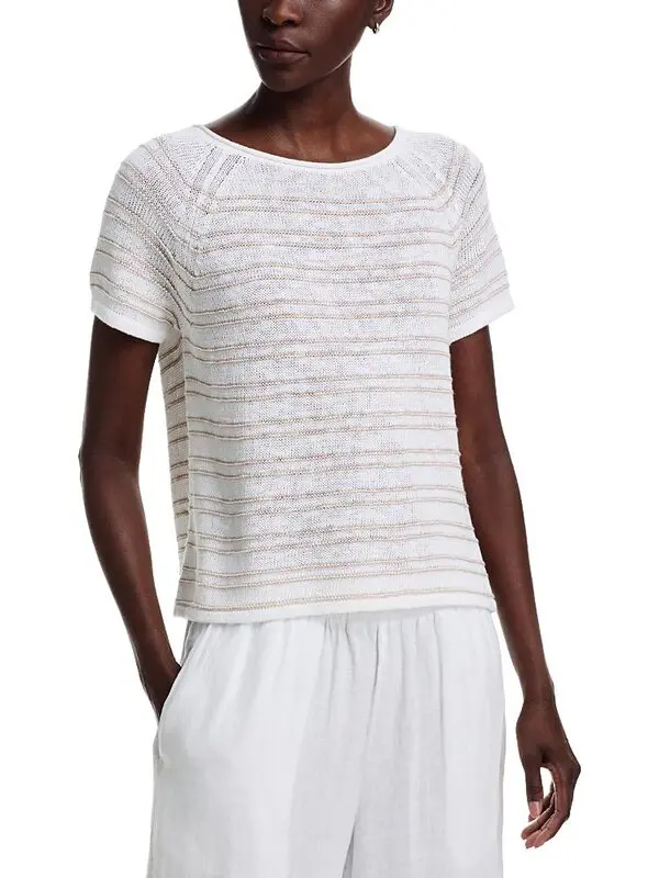 Eileen Fisher Boat Neck Striped Sweater - Wheat