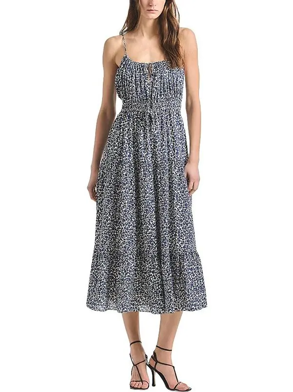 Derek Lam 10 Crosby Abigail Printed Midi Dress - Marshmallow/navy