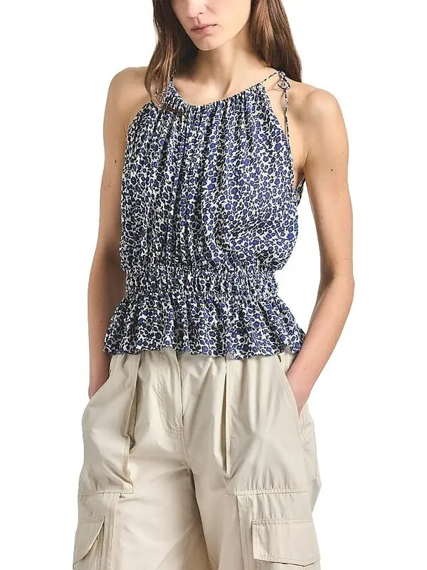 Derek Lam 10 Crosby Avery Top Floral Print Halter Neck Blouse - Mashmallow
