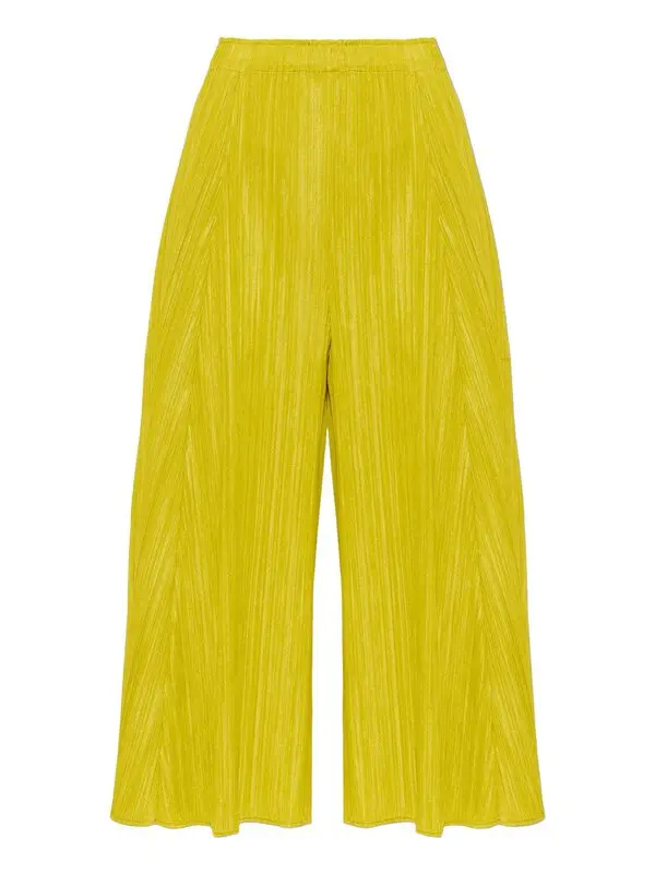 Issey Miyake Wide-leg Cropped Pleated Pants - Green