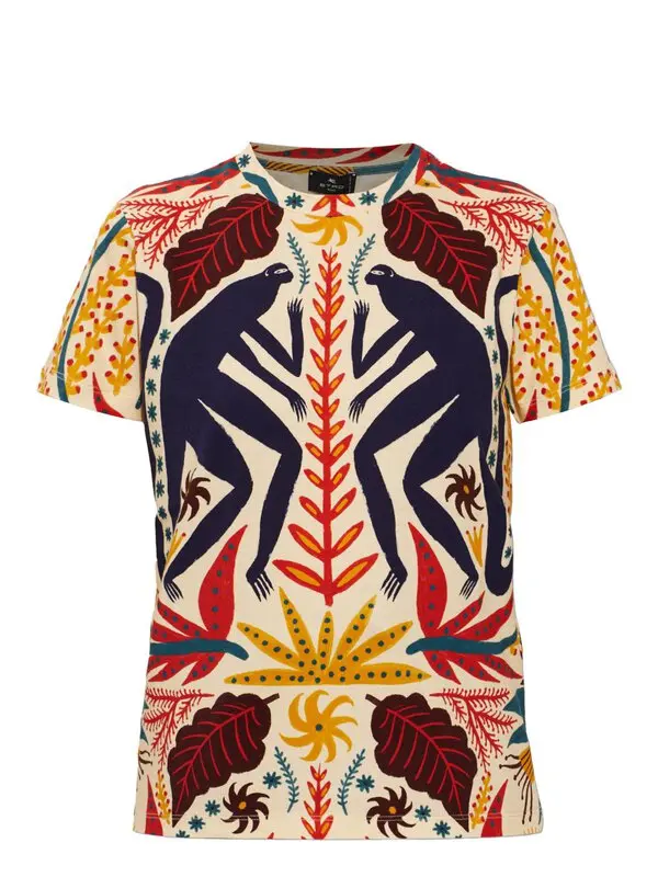 Etro Monkeys & Botanicals" Short Sleeve T-shirt - Multicolour