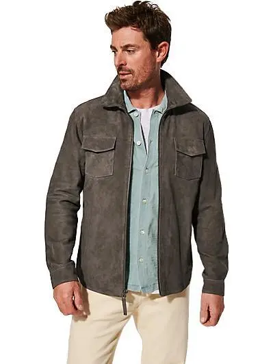 Overland Ari Suede Leather Shirt Jacket - Graphite