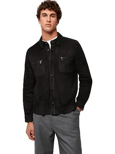 Overland Max Reversible Suede Shirt Jacket - Black