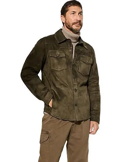 Overland Evan Suede Shirt Jacket - Olive