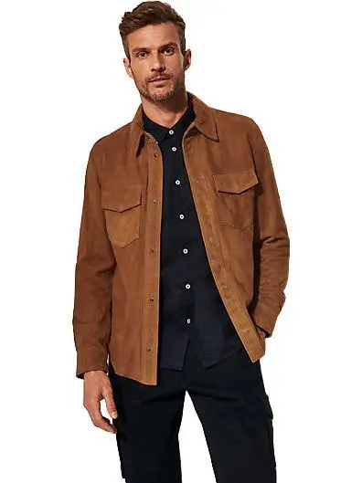 Overland Noah Suede Shirt Jacket - Camel