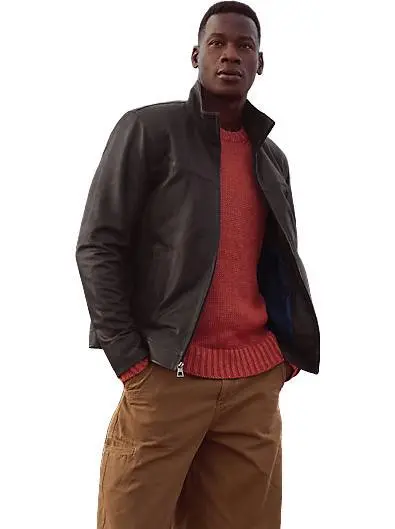Overland Marcus Lambskin Leather Zip-front Jacket - Smoke
