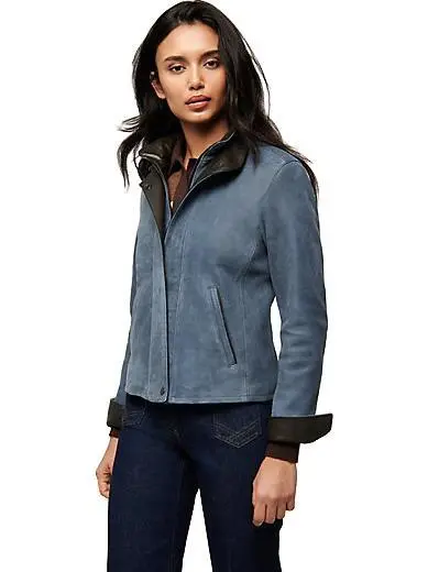 Overland Jenna Distressed Leather Jacket - Sky/rustic