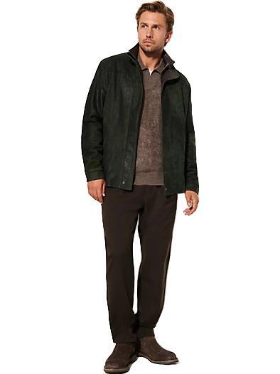 Overland Carter Distressed Leather Jacket - Moss/rustc