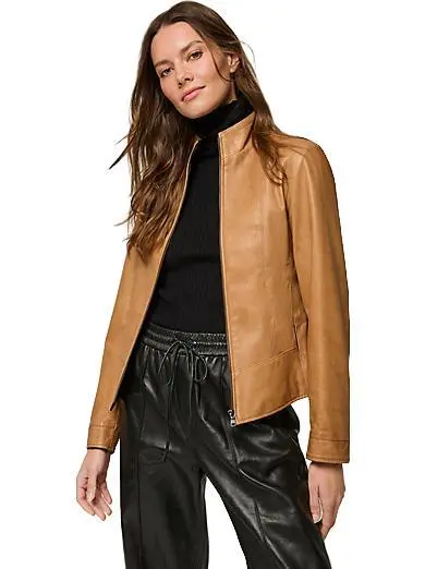 Overland Melissa Lambskin Leather Jacket - Sand/rustic