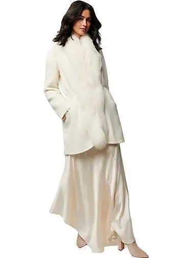 Overland Harlow Alpaca Wool-blend Coat With Asiatic Raccoon Fur Trim - Ecru