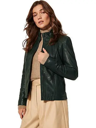 Overland Azura Washed Lambskin Leather Jacket - Forest