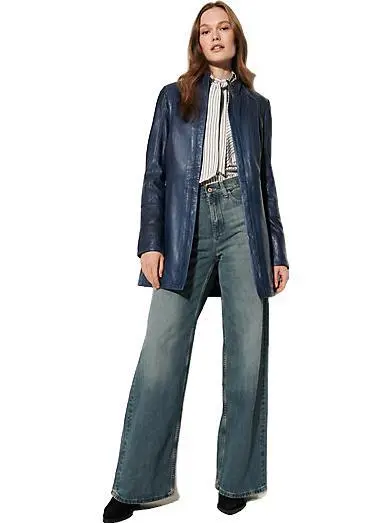 Overland Aurora Lambskin Leather Jacket - Blue