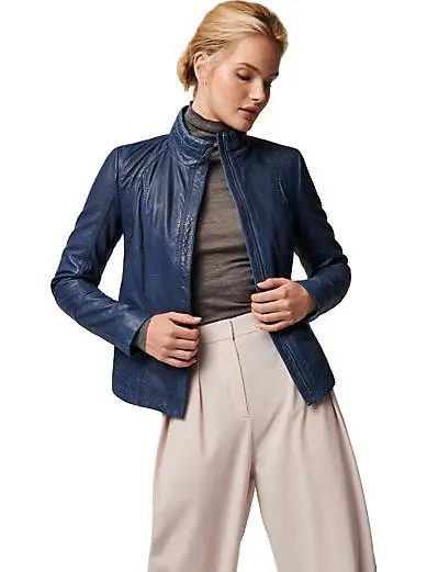 Overland Azura Leather Jacket - Blue 2
