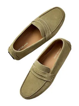 Overland Suede Leather Loafers - Olive