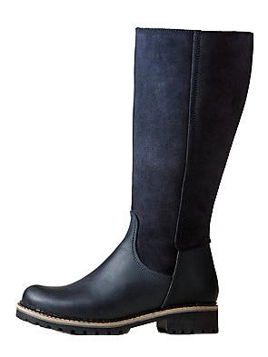 BOS & CO S Hudson Shearling-lined Water-resistant Leather Boots - Navy