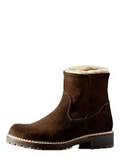 BOS & CO Calib Shearling-lined Water-resistant Suede Ankle Boots - Coffee
