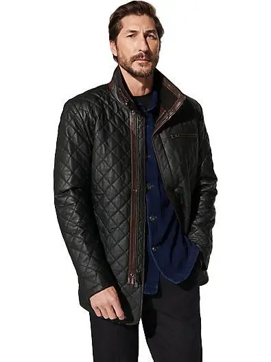 Overland Christian Quilted Leather Coat - Black/brown