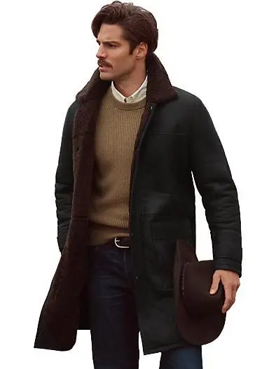 Overland High Country Shearling Sheepskin Coat - Black/brown
