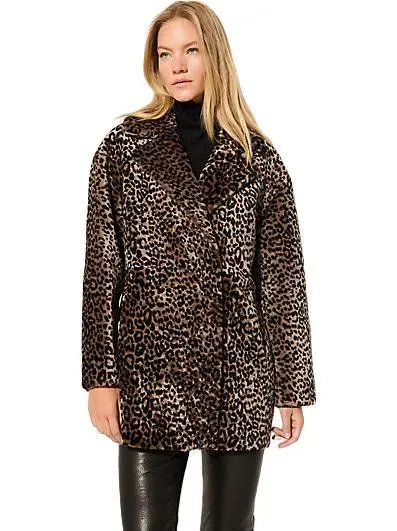 Overland Stella Reversible Sheepskin Coat - Leopard/black