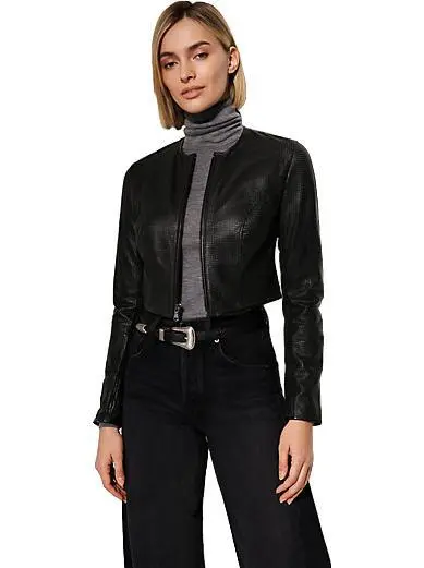 Overland Tori Perforated Lambskin Jacket - Black