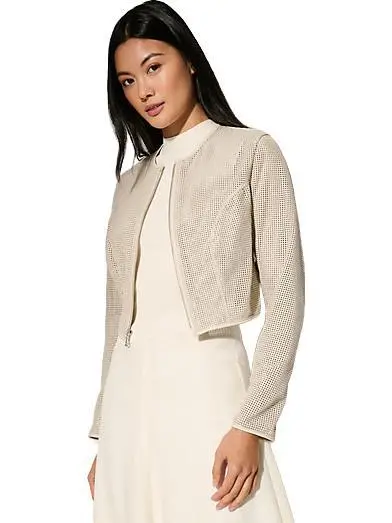 Overland Tori Perforated Lambskin Jacket - Eggshell