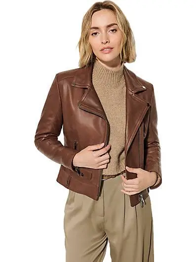 Overland Ariel Leather Moto Jacket - Chestnut