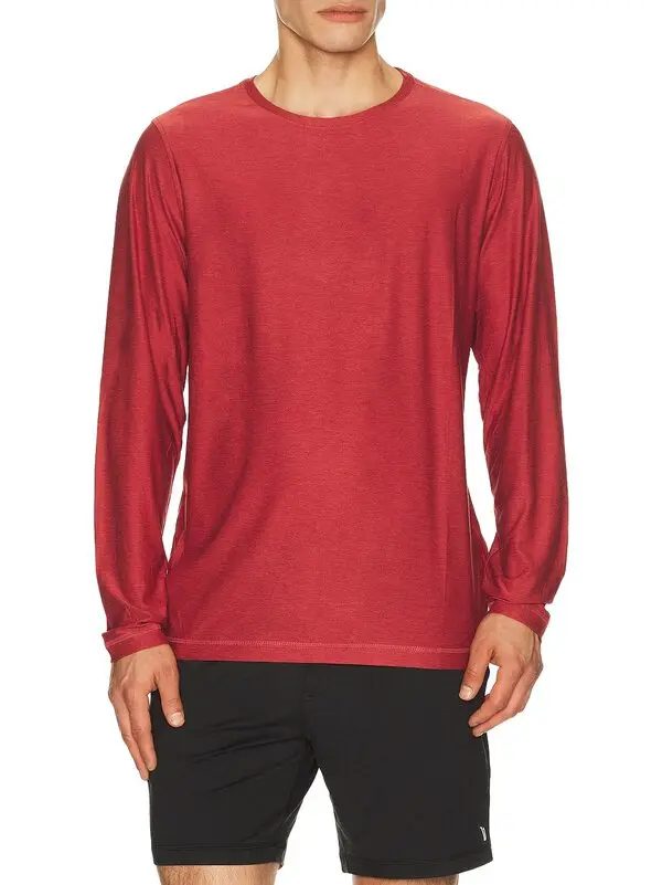 Vuori Strato Tech Long Sleeve Tee In Grey - Fire Heather