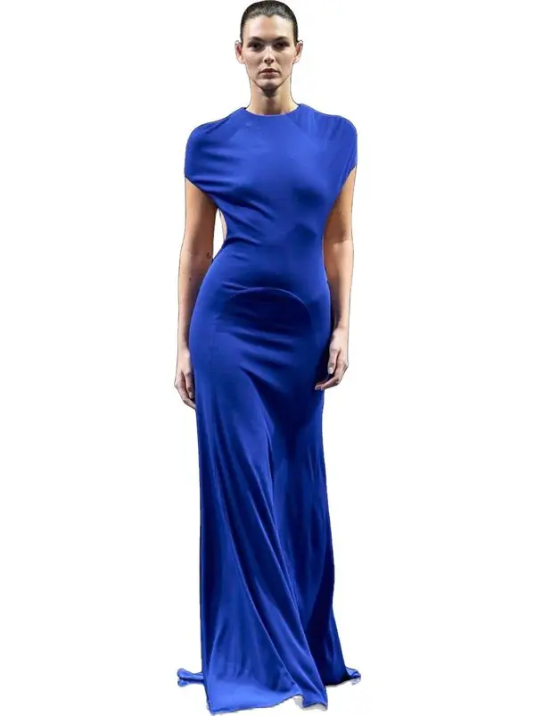 TOM FORD Backless Cap Sleeve Evening Gown - Blue
