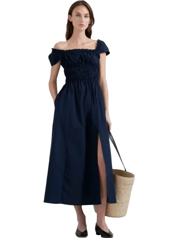 Altuzarra Off-the-shoulder Cotton Midi Dress - Blue