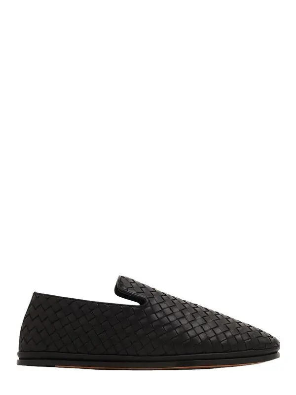 Bottega Veneta Intrecciato Leather Slipper - Black