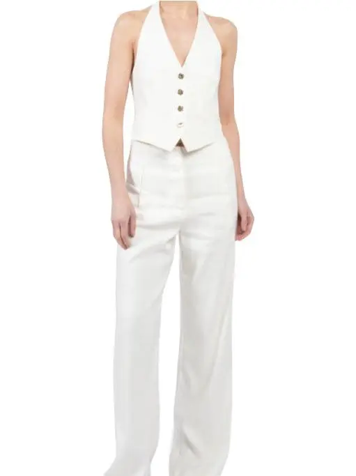 Veronica Beard V-neck Sleeveless Halterneck Vest - White