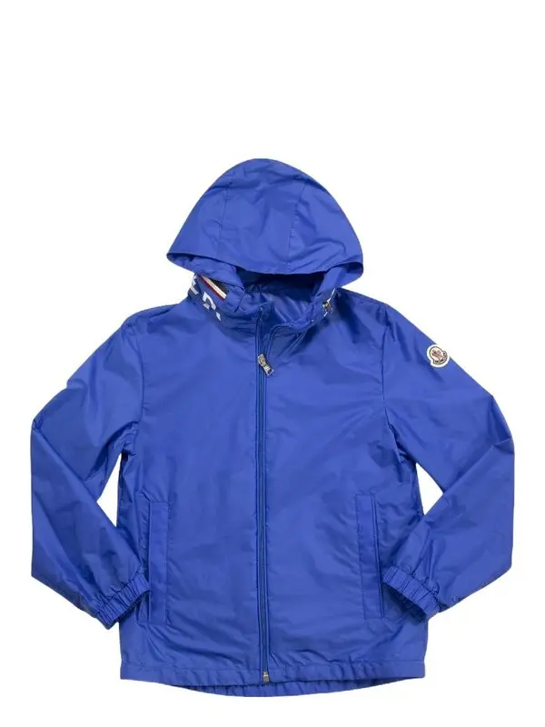 Moncler Lightweight Hooded Jacket With Tricolor Details - Blue