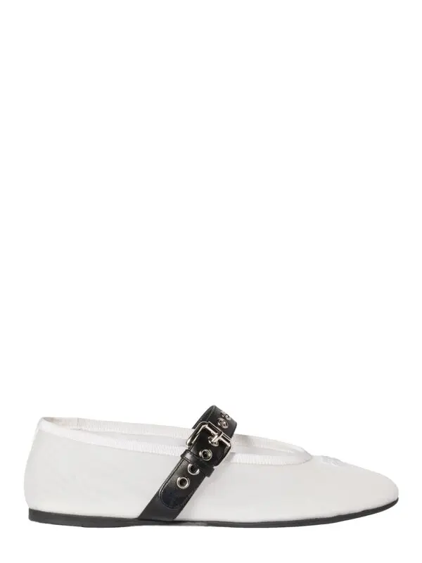 Miu Miu Embroidered Logo Ballerinas - White