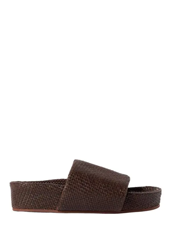 ST. AGNI Woven Leather Platform Sandals - Brown