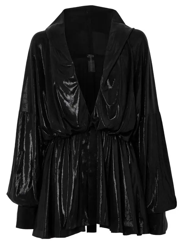 Norma Kamali Hooded Pleated Dress - Black