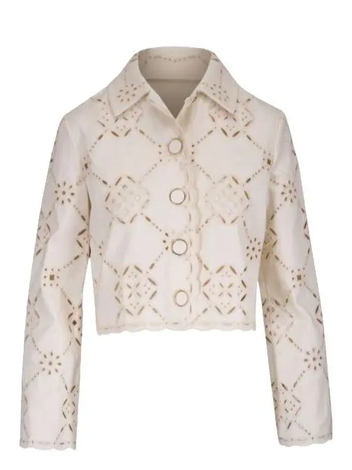 Veronica Beard Cropped Lace Jacket - White