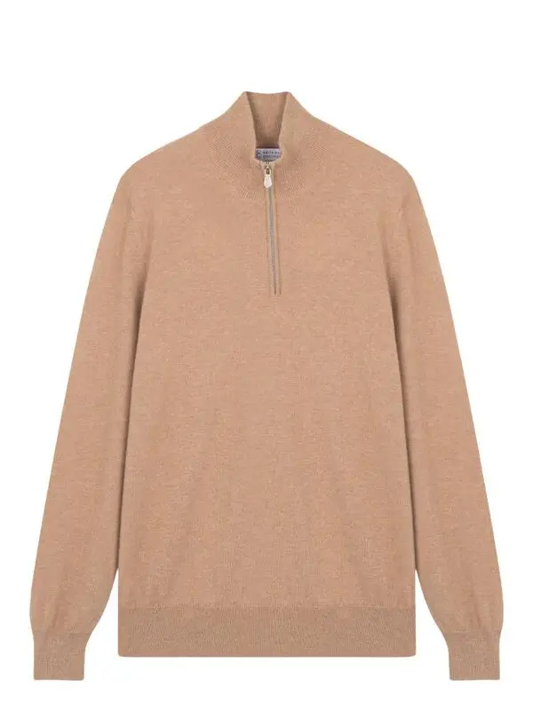 Brunello Cucinelli Zip-up Cashmere Sweater - Nude