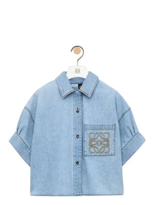 Loewe Cropped Logo-pocket Top - Blue