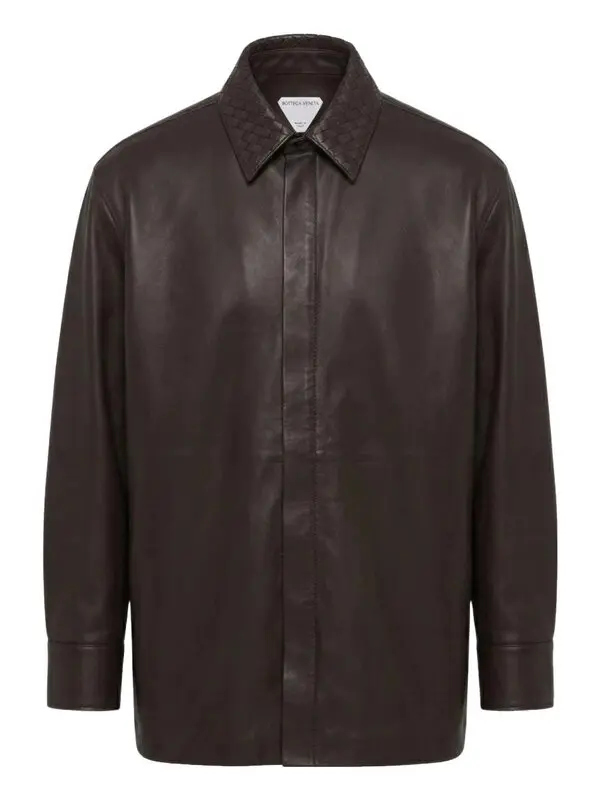Bottega Veneta Oversized Fit Leather Jacket - Black