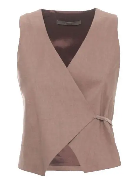 D.exterior Sleeveless V-neck Wrap Top With Tie Detail - Nude