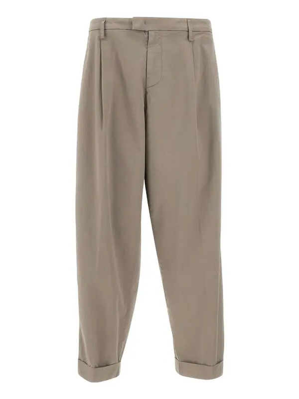 DONDUP Cropped Pleated Trousers - Gray
