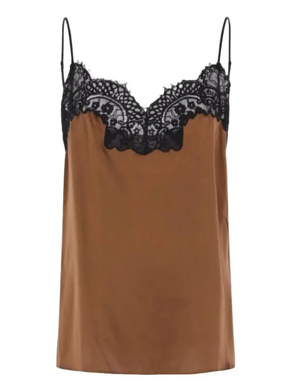 Co Name Lace-trim Silk Camisole - Brown