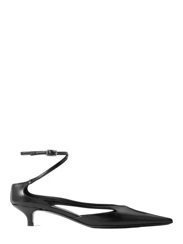 TOTEME Cutout Leather Pumps With Buckle Detail - Black