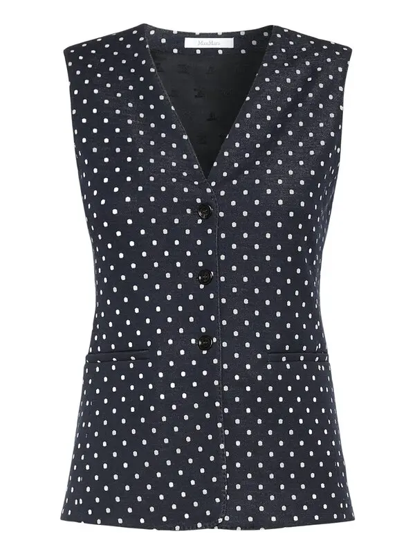 Max Mara Polka Dot Waistcoat - Navy